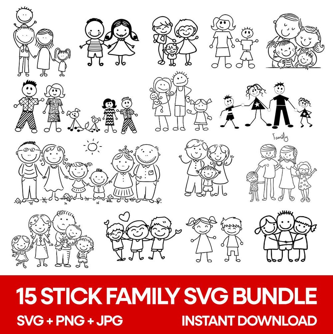 Stick Family SVG Bundle: DIY Stick Figure Clipart (digital Download) - Etsy