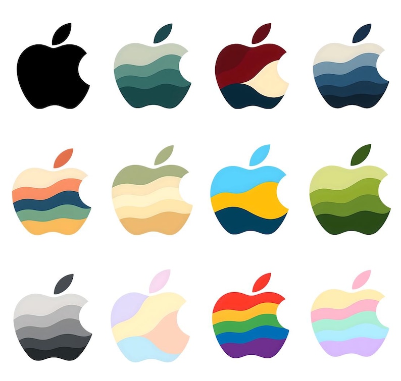 Pastel Apple Logo Decals | Set of 12 Stickers (digital Download) - Etsy