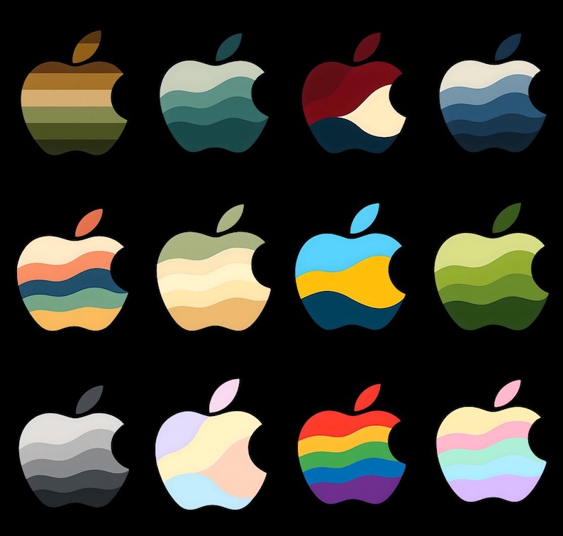 Pastel Apple Logo Decals | Set of 12 Stickers (digital Download) - Etsy