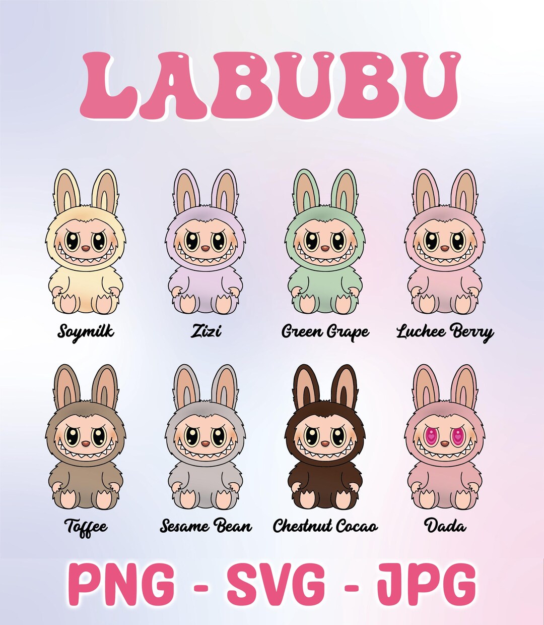Labubu Stickers | Cute Labubu PNG | Cartoon Character Vector | Labubu ...