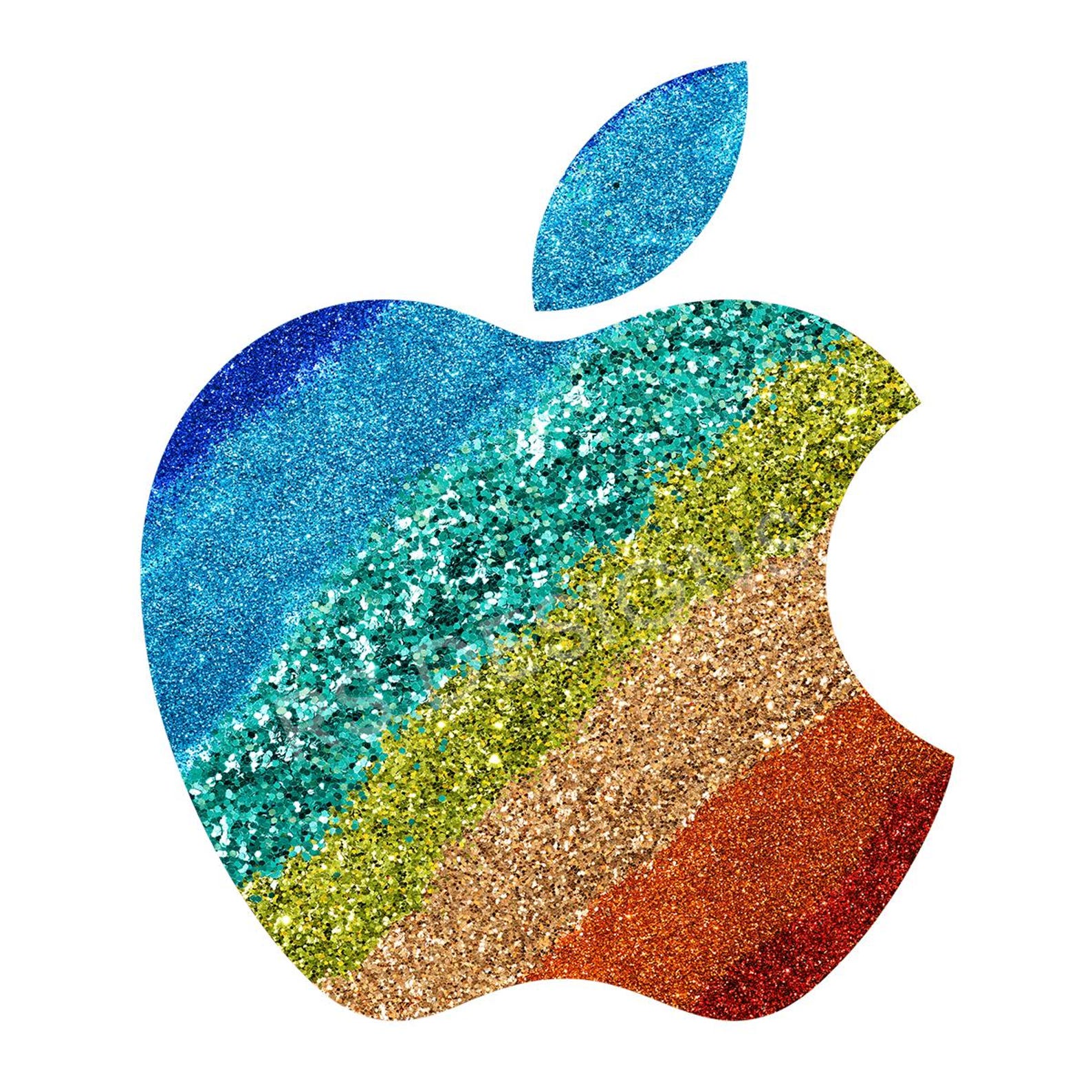 Apple Logo Decal, Shine iPhone Logo Sticker, Glitter Apple Decal ...