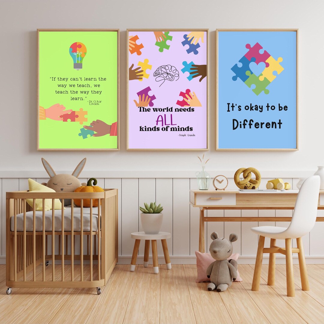 Autism Awareness Set of 3 Wall Art Prints, Office, Kid's Room ...