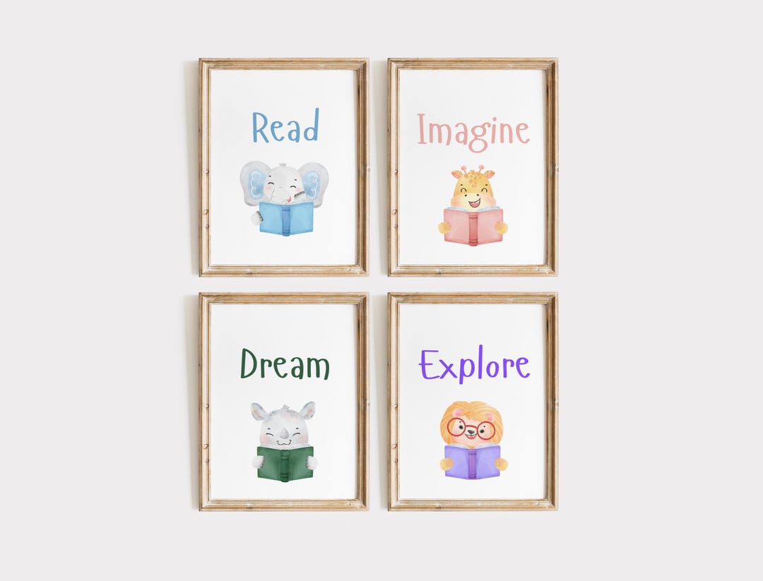Nursery Animal Reading Posters, Kids Classroom Decor (digital Download ...