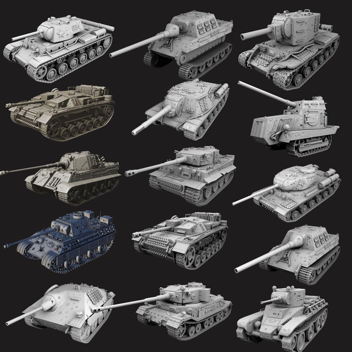 WW2 Tank STL Pack, WW2 Soviet - German Tank & Panzers STL Pack - Etsy