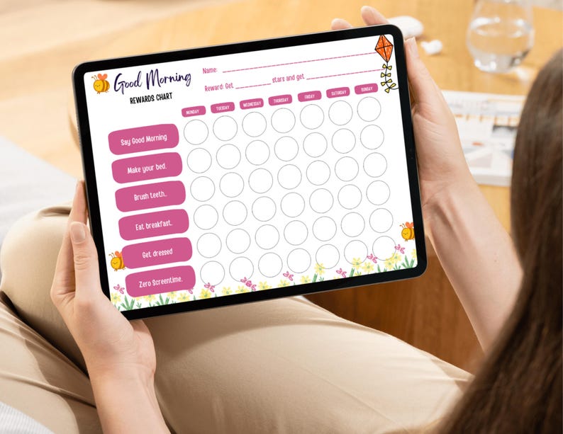 Printable Morning Routine Chart for Kids | Habit Tracker, Reward System ...