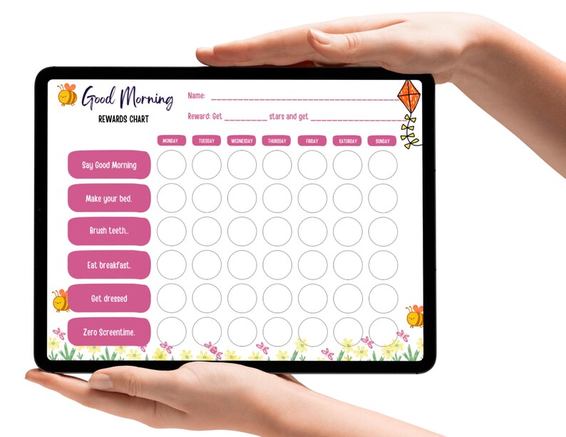 Printable Morning Routine Chart for Kids | Habit Tracker, Reward System ...