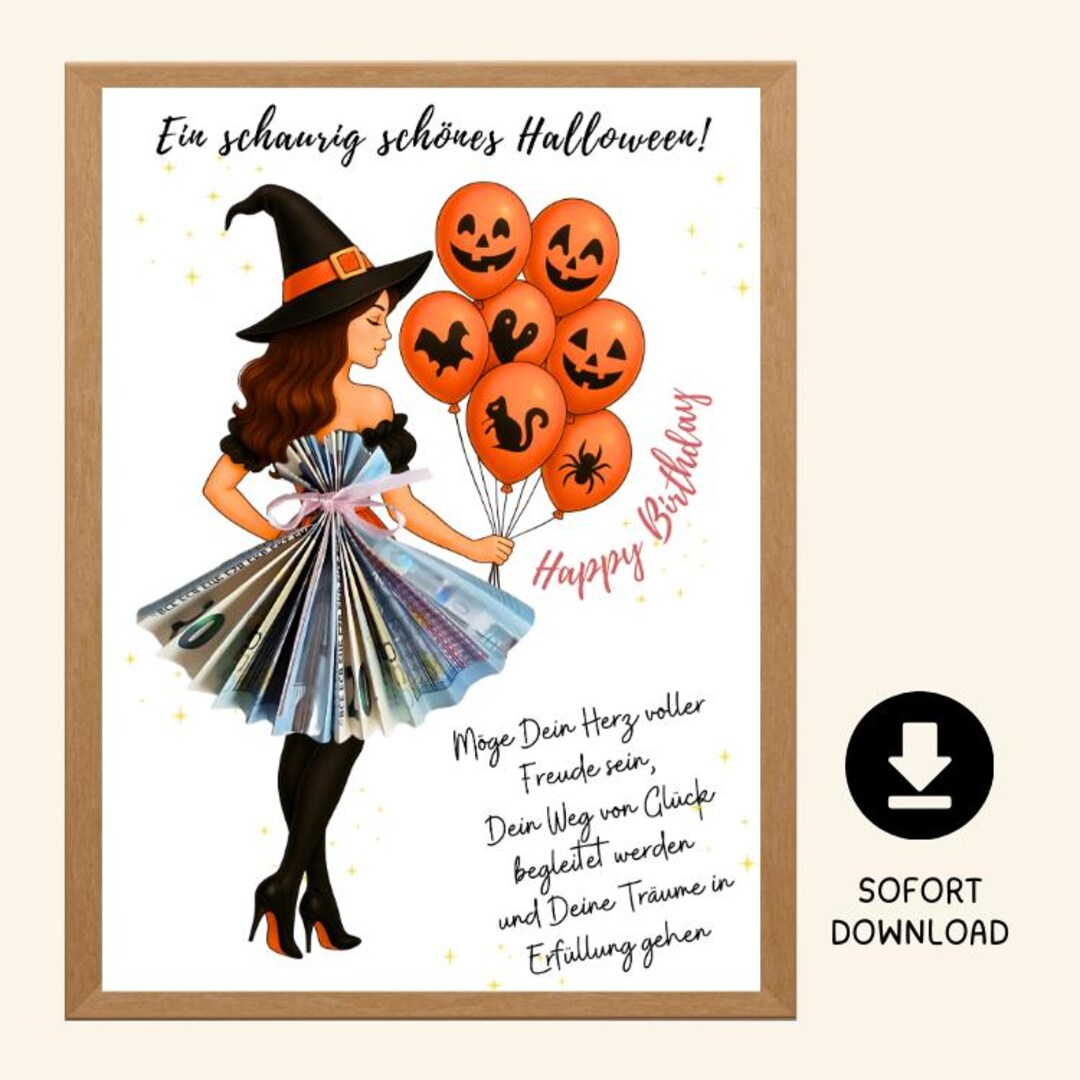 Spooky Witch Halloween Money Gift - Printable Voucher (PDF) - Etsy