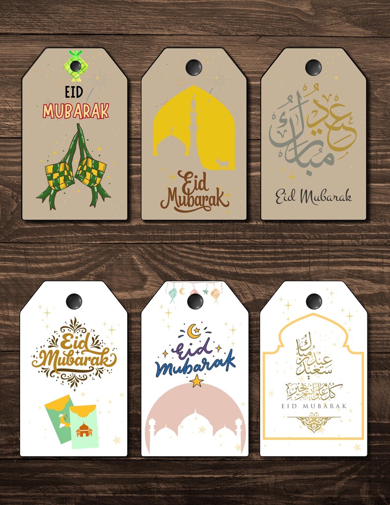 Eid Mubarak Gift Tags Printable | 12 E Id Favor Tags | Islamic Holiday ...