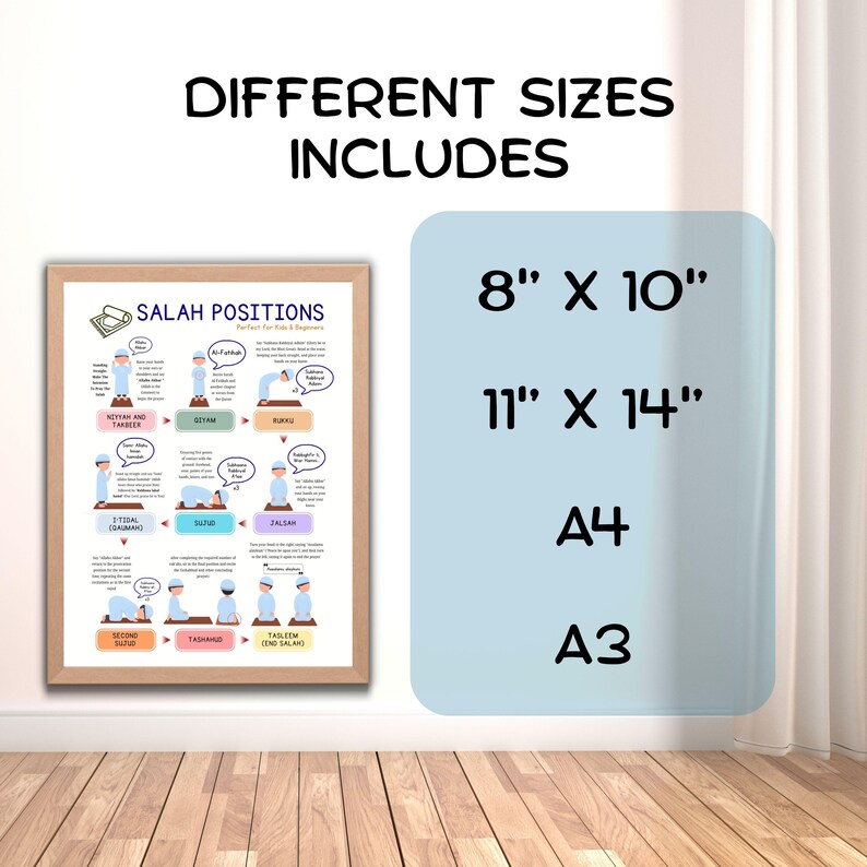 Salah Positions Poster: Islamic Prayer Steps Printable (digital ...