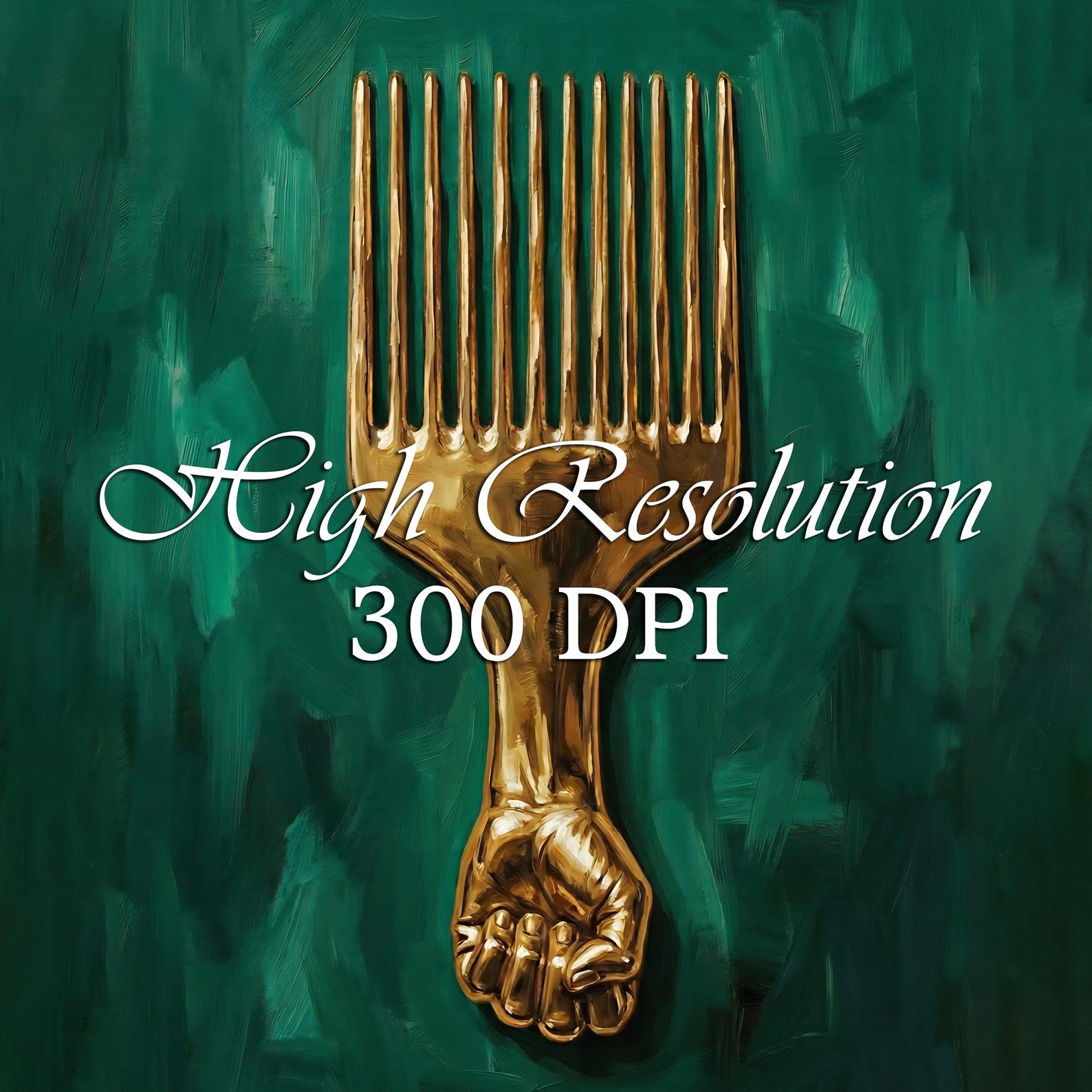 African American Black Power Wall Art, Gold Afro Pick Melanin ...