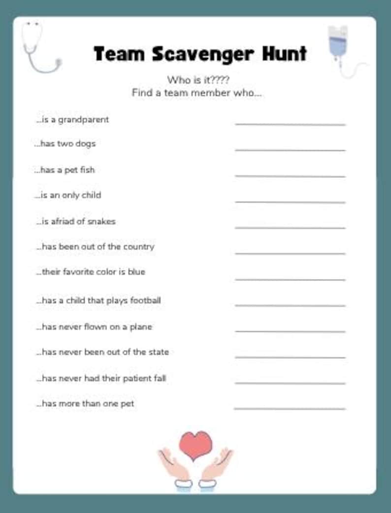 Nursing Team Scavenger Hunt - Etsy