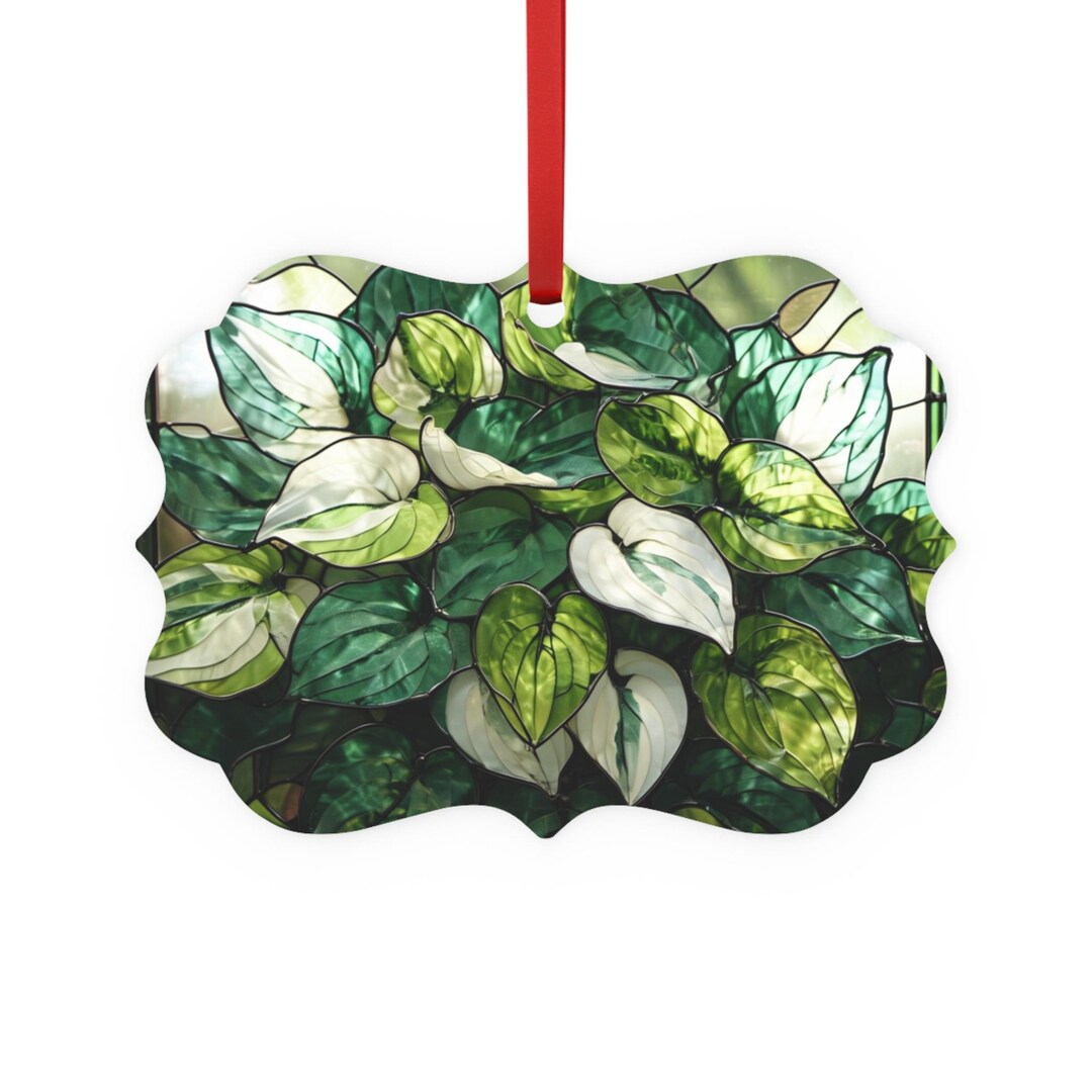 Stained Glass Hosta Leaves Metal Plaque Ornament | Botanical Garden ...