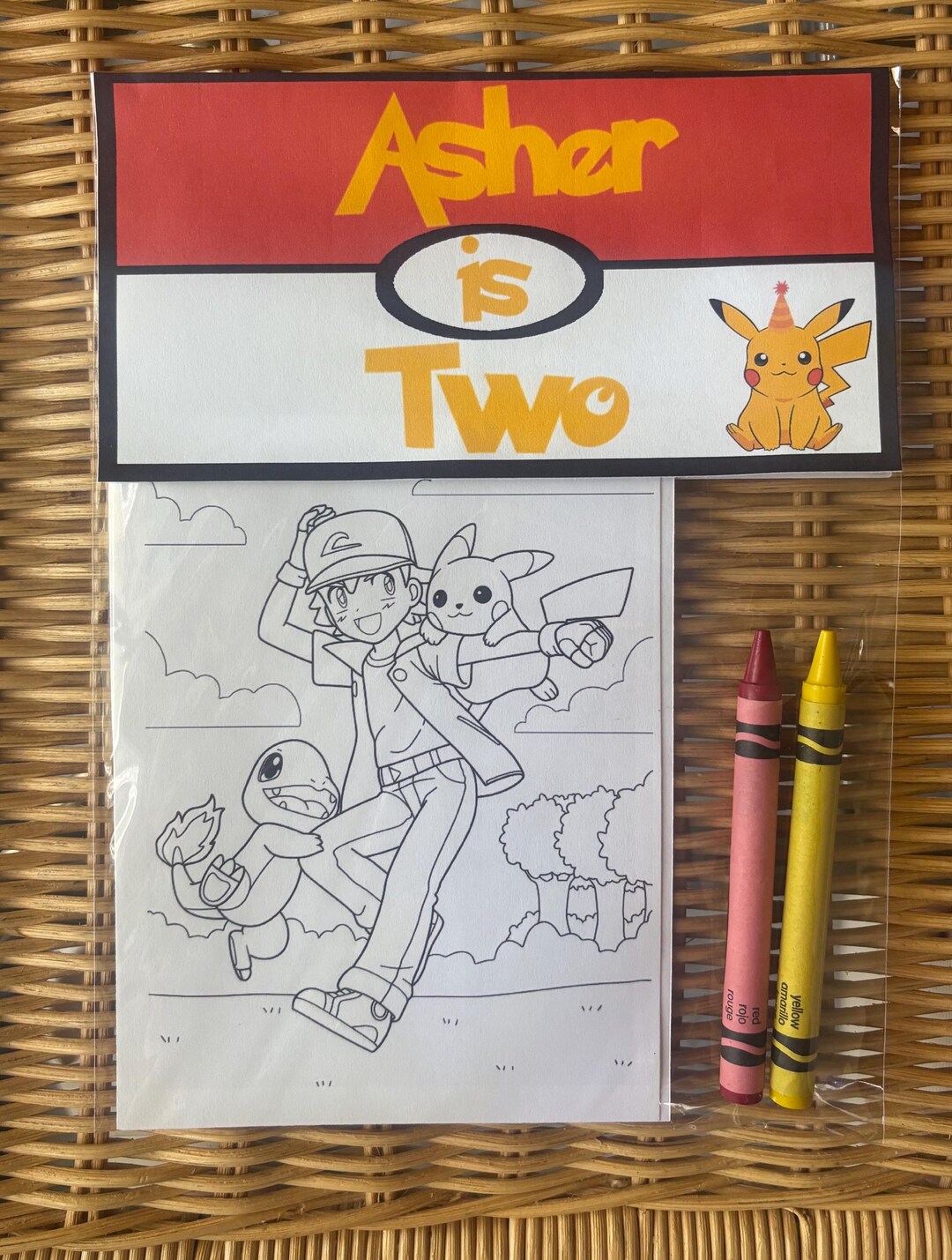Pokemon Party Coloring Pages W/ Crayons - Etsy