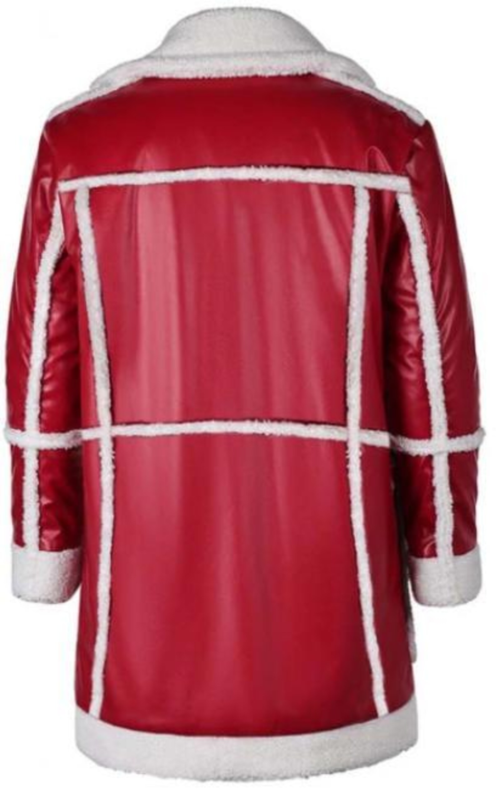 Luxurious Red Faux Shearling | Mens Santa Coat | Warm Sheepskin ...