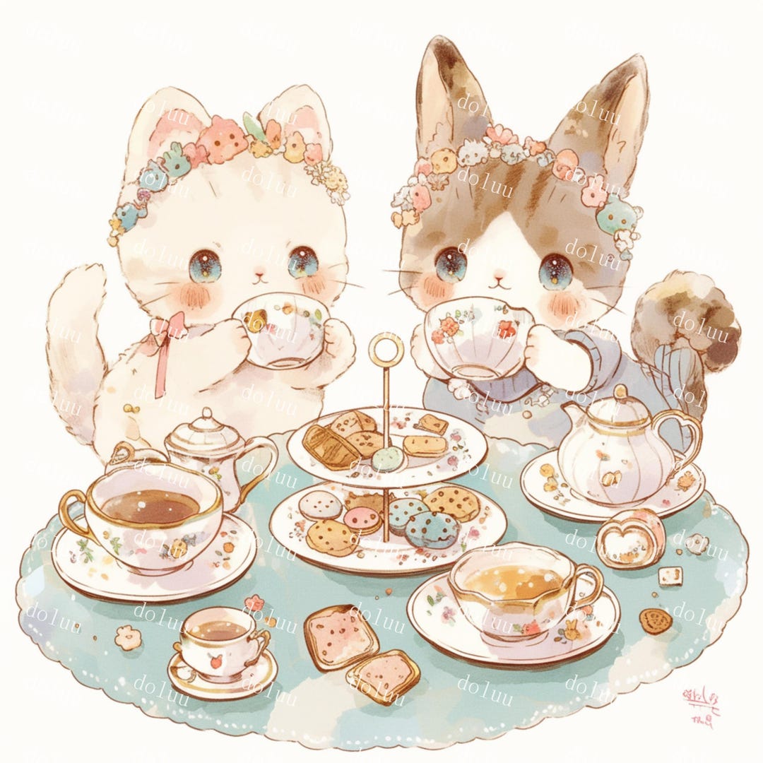 Adorable kawaii kittens clipart bundle - cute cat art for pet lovers ...