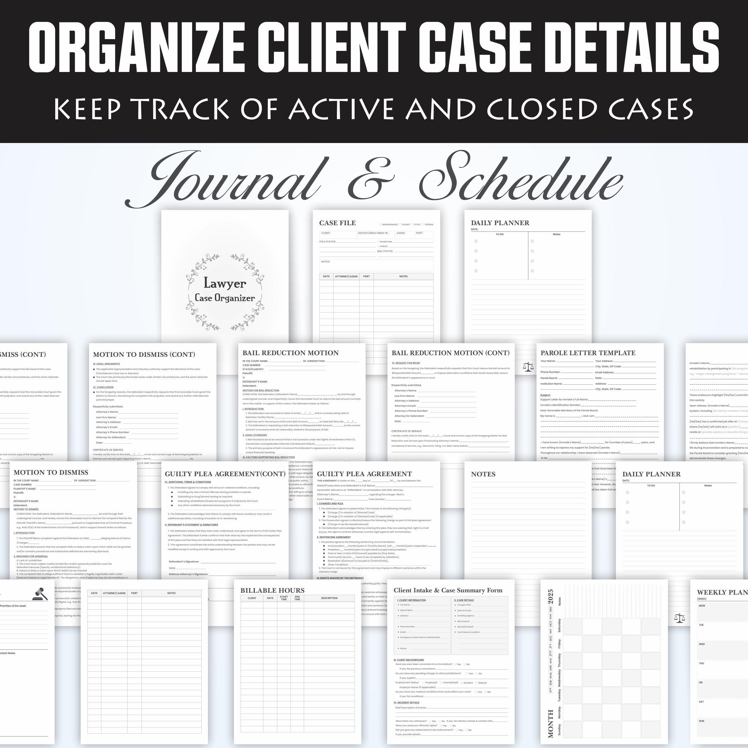 Legal Planner Template, Lawyer Case Organizer (PDF) - Etsy