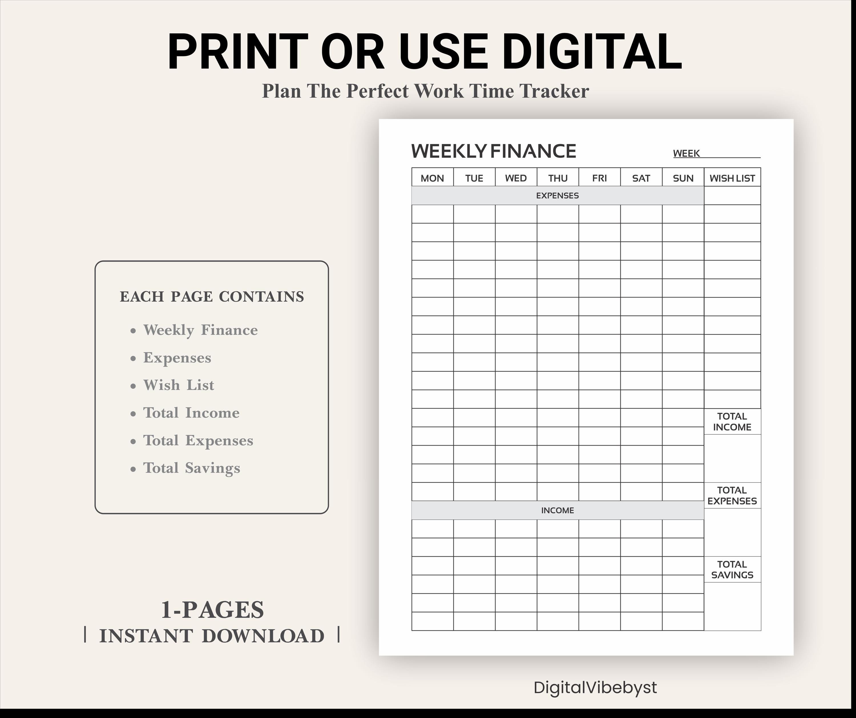 Weekly Finance Tracker Printable: Budget Planner (instant Download) - Etsy