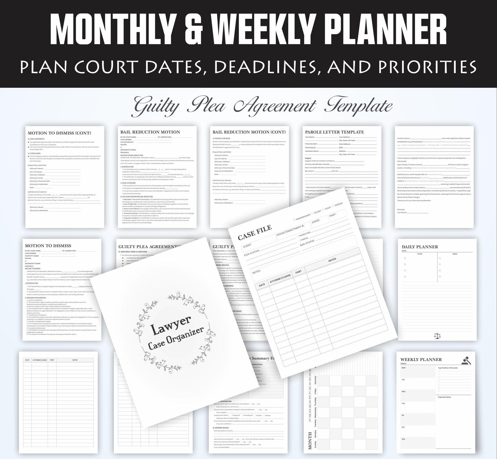 Legal Planner Template, Lawyer Case Organizer (PDF) - Etsy