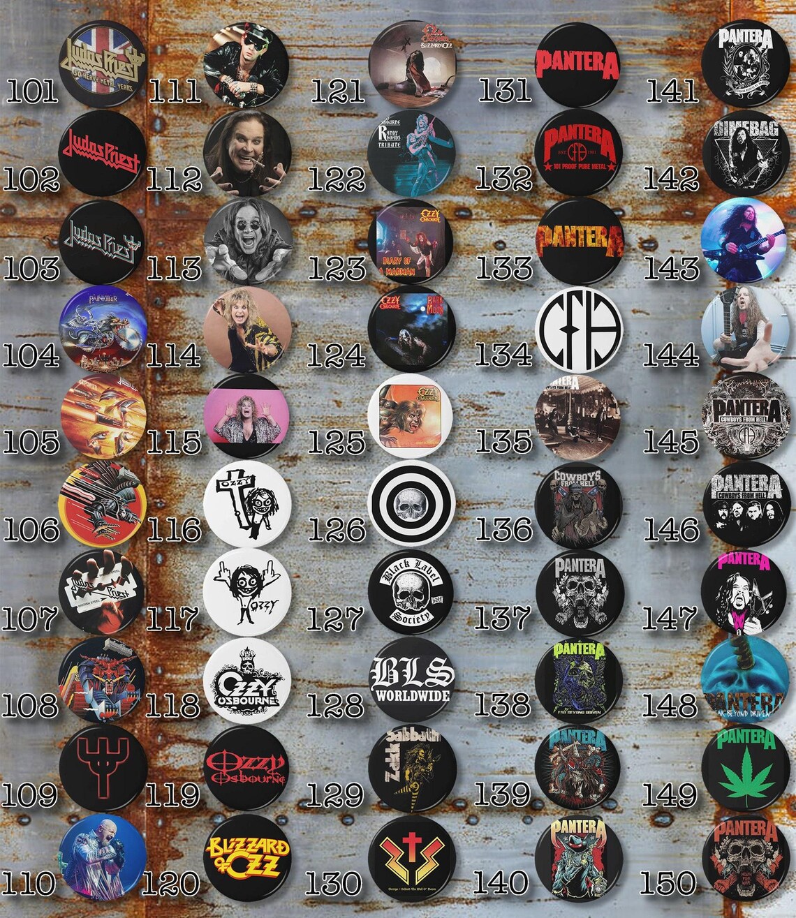 Heavy Metal / Hard Rock 3 Pins Buttons Badges 1" 1.25" and 2.25" Judas ...