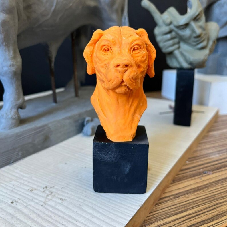 Handmade Dog Bust Sculpture | Rustic Pet Decor | Realistic Dog Figurine ...