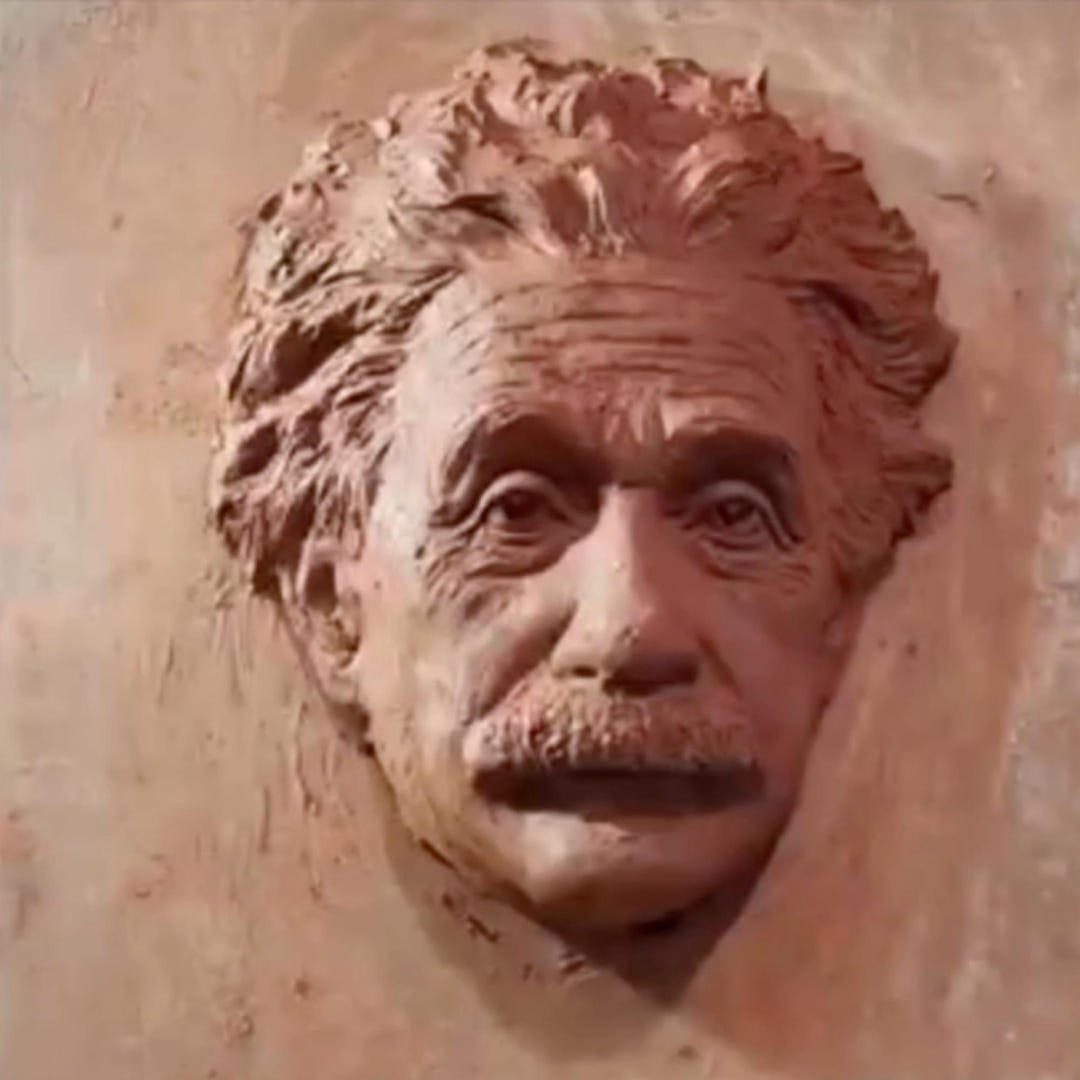 Albert Einstein Bust Sculpture – Handmade Clay Model, Resin & Stone ...