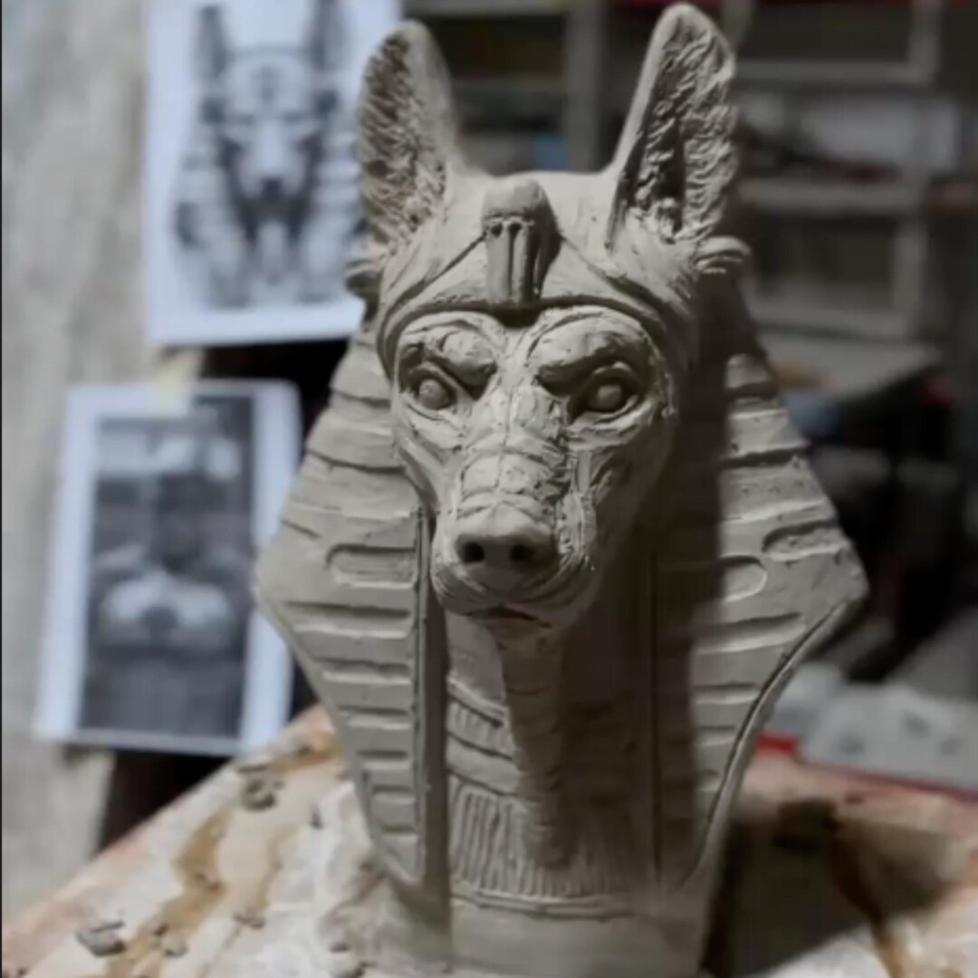 Handcrafted Anubis Bust Statue – Egyptian God Sculpture in Clay, Resin ...