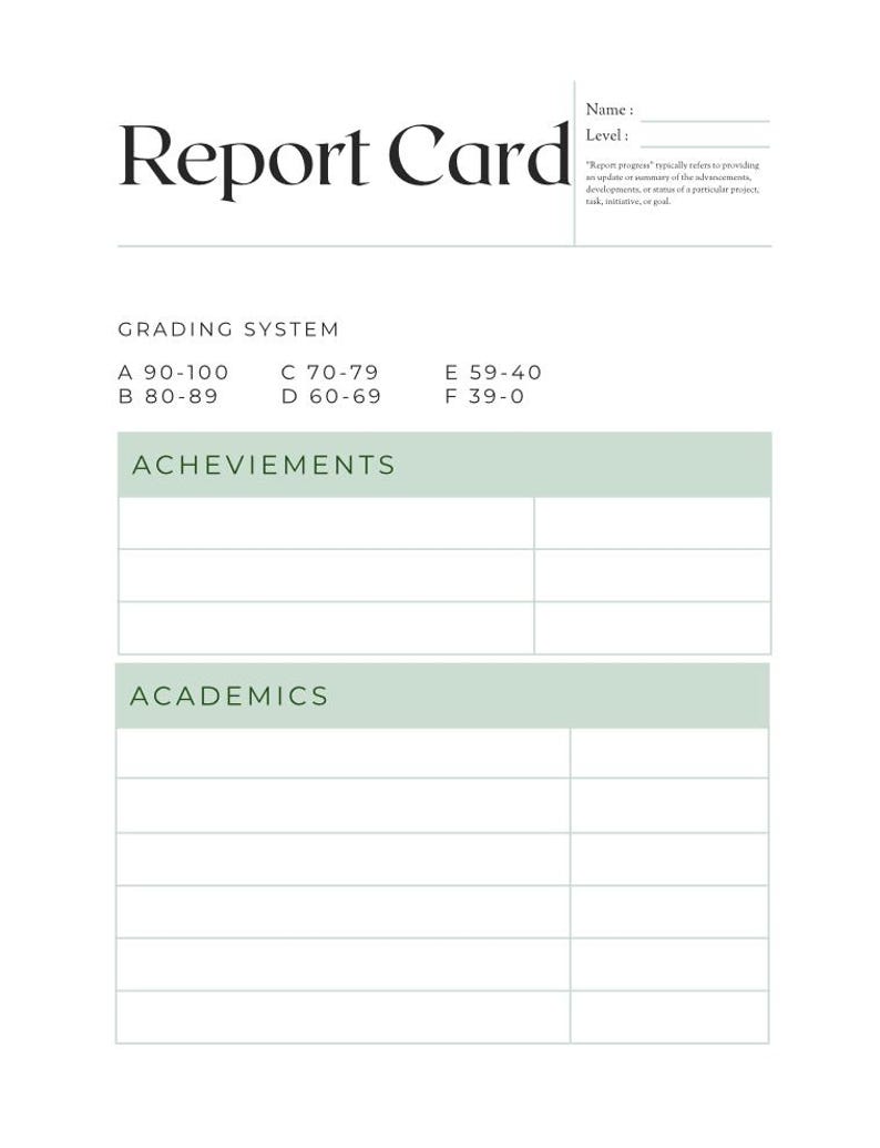 Editable Homeschool Report Card | Grading System & Achievement Tracker ...