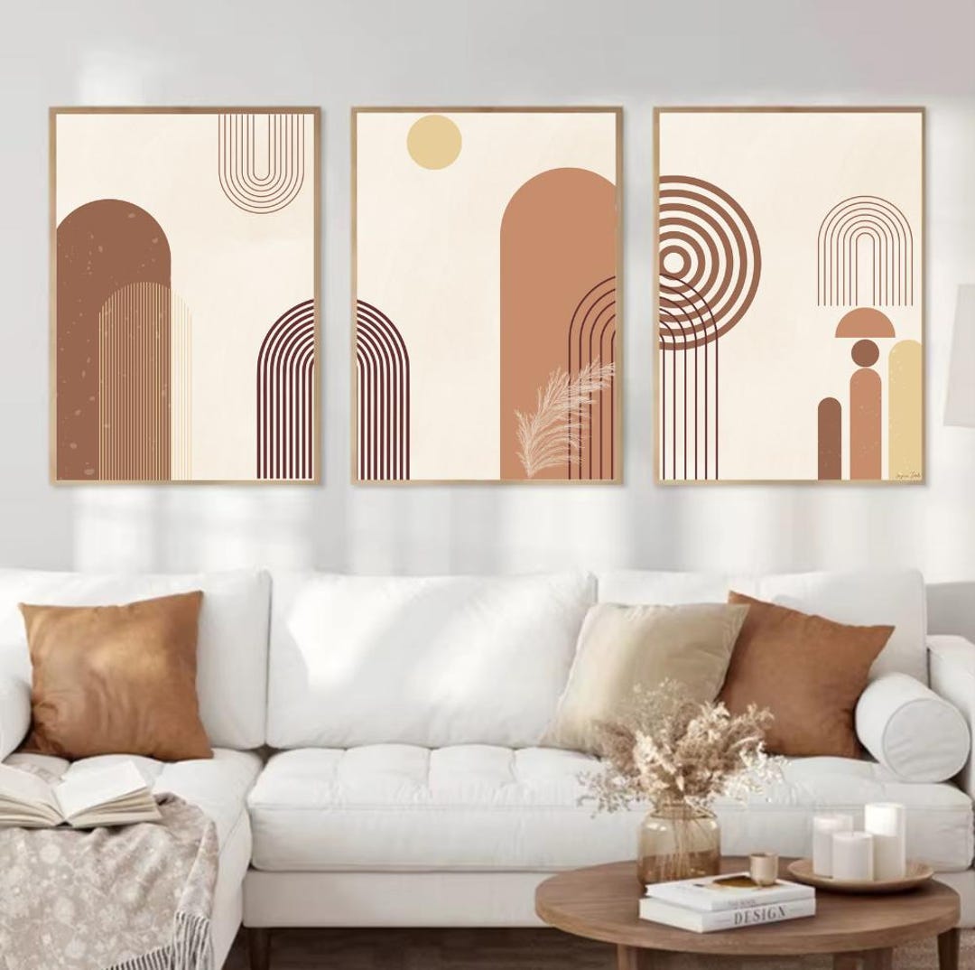 Mid Century Modern Decor Set of 3 - Neutral Wall Art, Neutral Prints ...