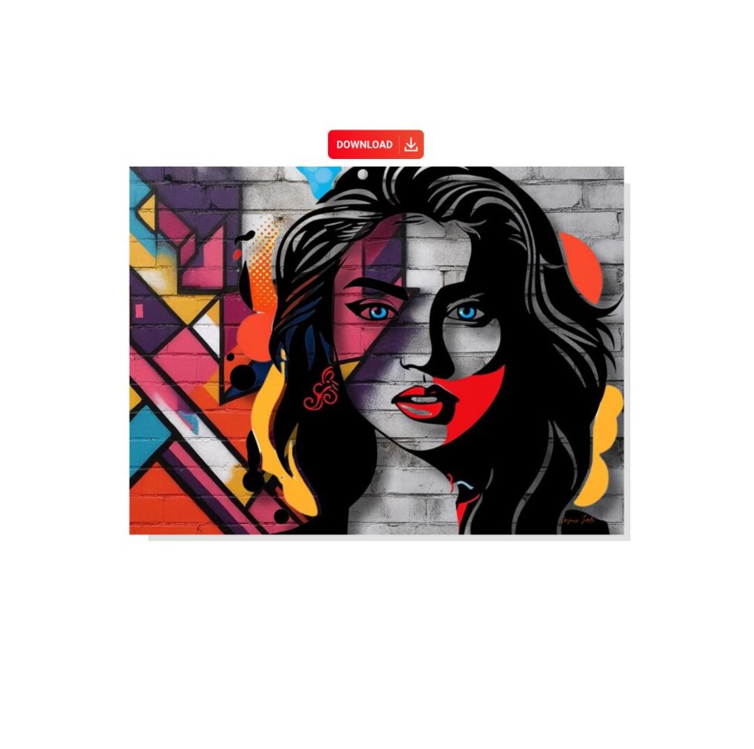 Urban Style Canvas, Street Art Woman Wall Art, Colorful Street Art ...