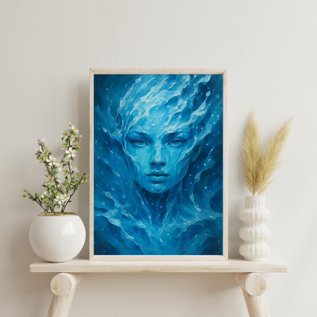 Water Goddess Art, Divine Feminine Water, Aquatic Deity Portrait ...