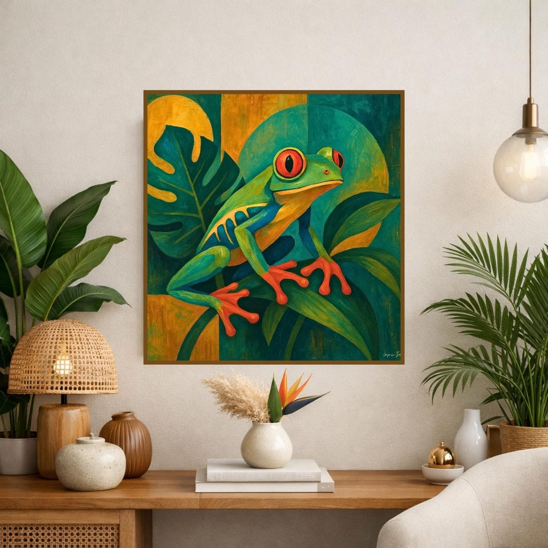 Frog Art - Tropical Wall Art - Botanical Prints - Plant Poster - Jungle ...