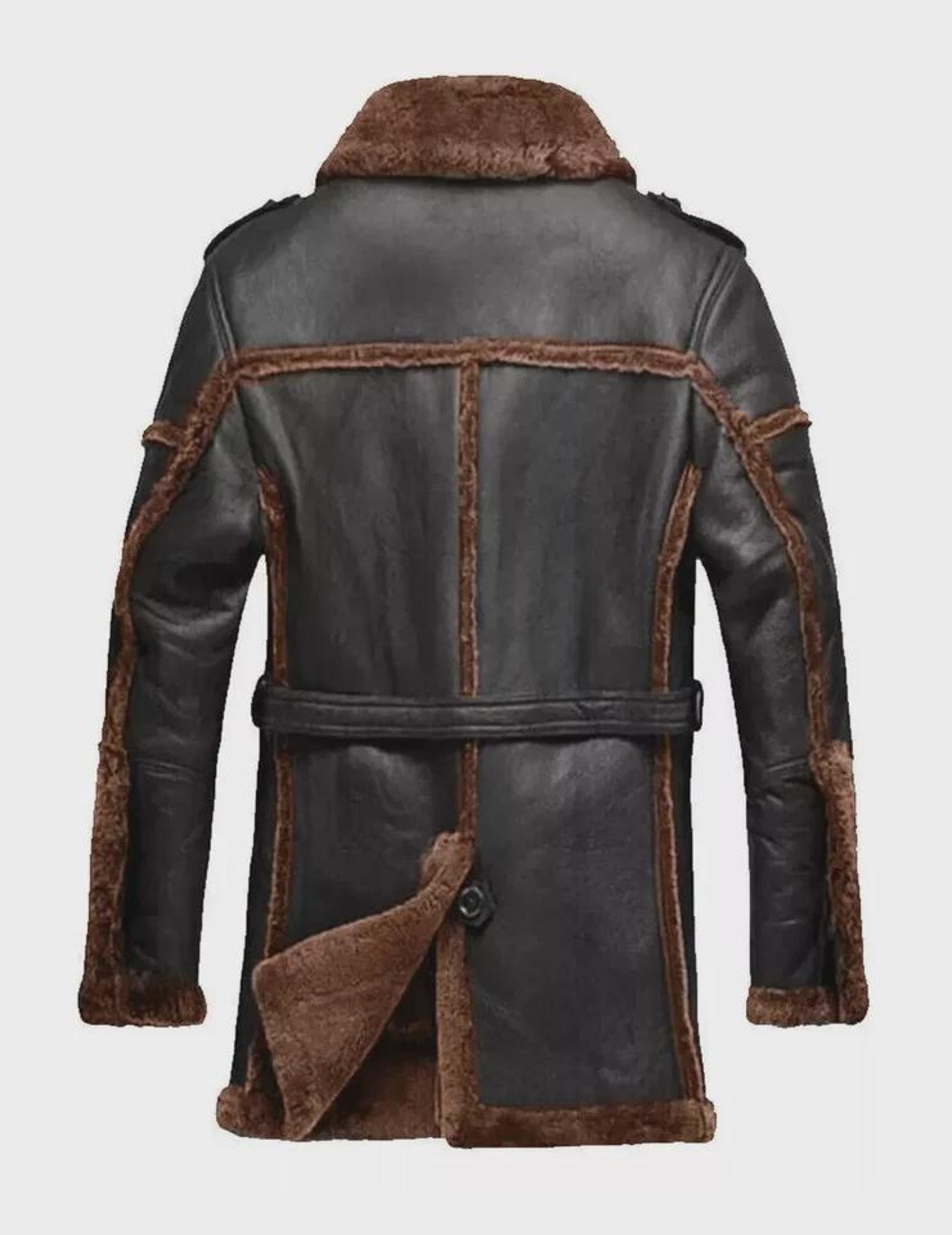 Men's Vintage Sheepskin Shearling Long Coat | Retro Leisure Bomber ...