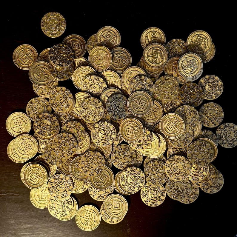 3D Printed Aztec Gold Coins: Pirate Treasure Movie Prop - PETG - Etsy