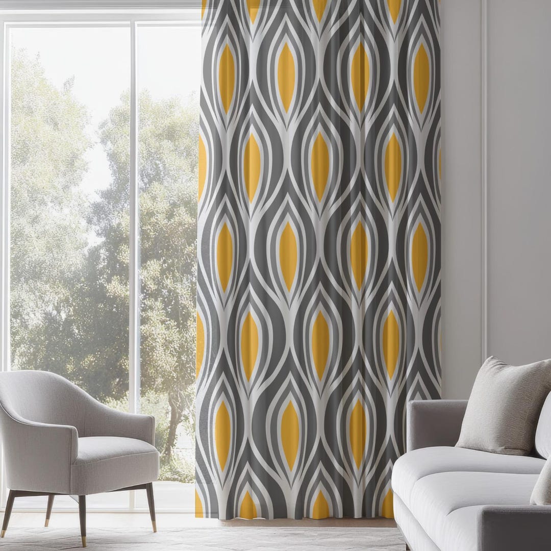 Retro Curtains, Mid Century Modern Curtains Panels, Vintage Retro ...
