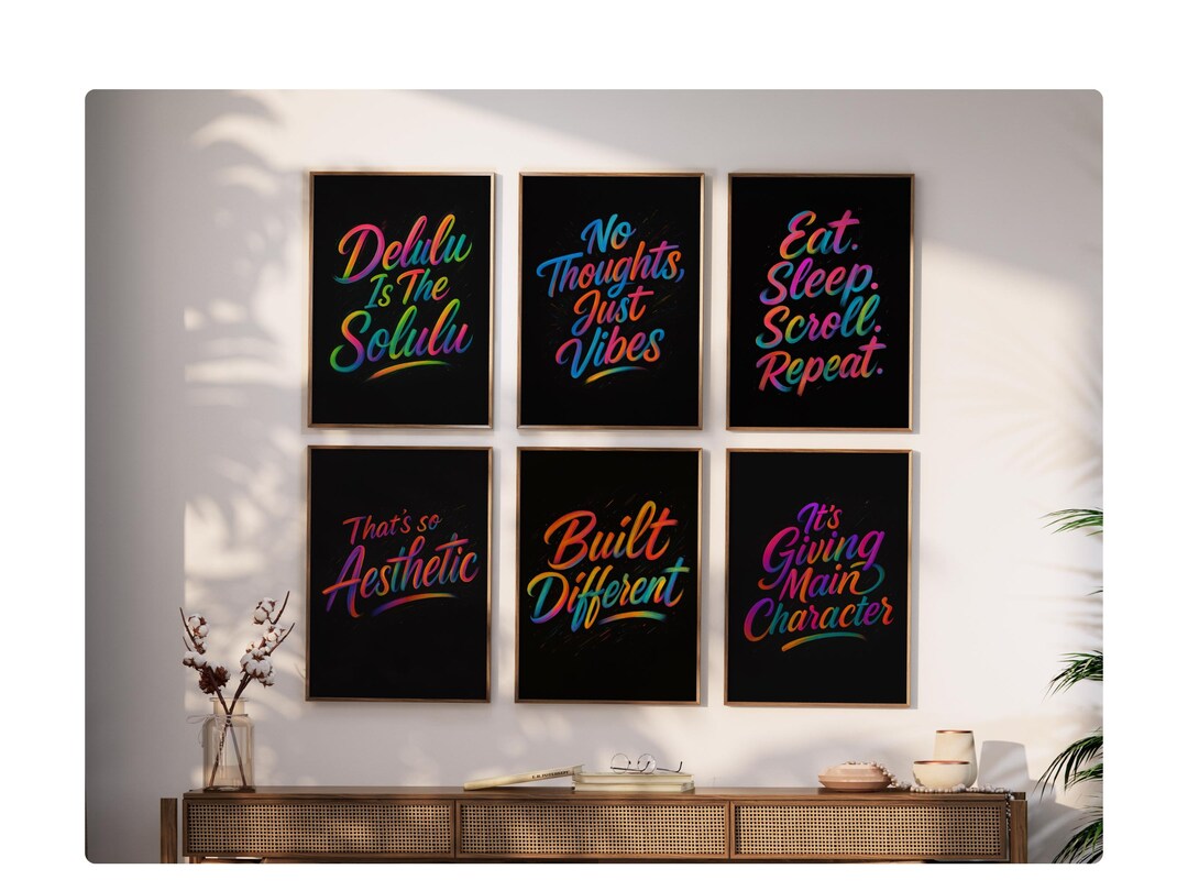 Gen Z Slang Typography Poster Set of 10, Gen Z Humor, Colorful Wall Art ...