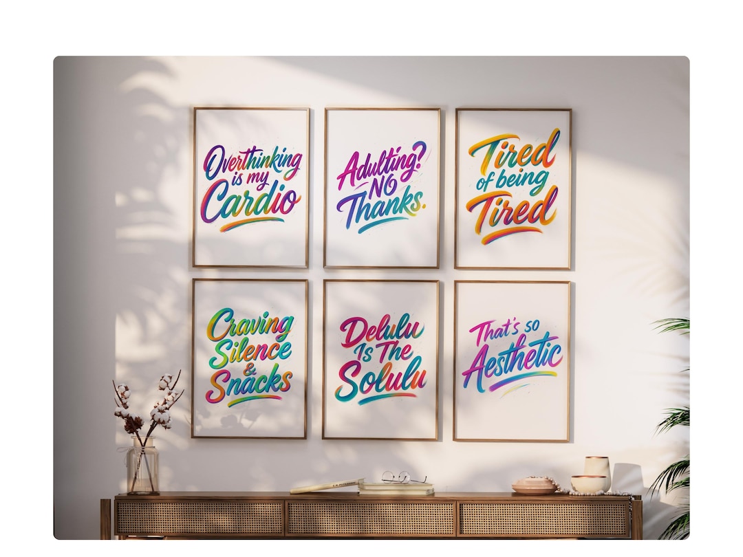 Gen Z Slang Typography Poster Set of 10, Gen Z Humor, Colorful Wall Art ...