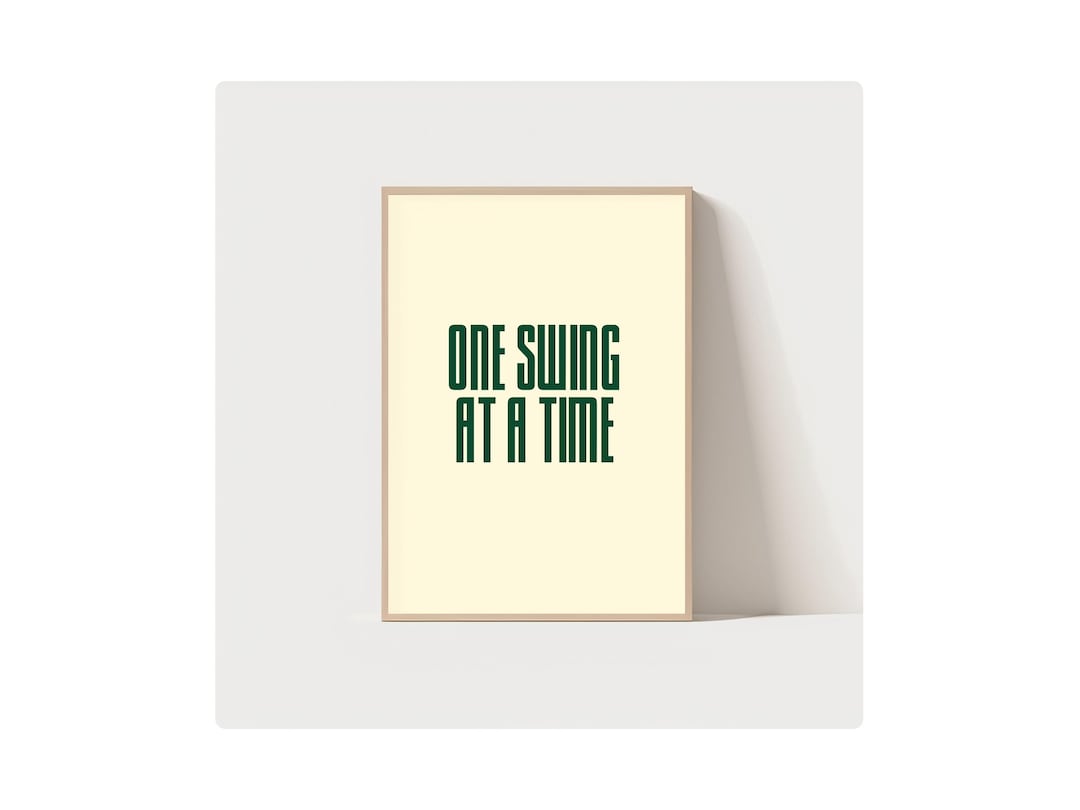 One Swing at a Time Typography Poster, Golf Wall Art Print, Trendy Golf ...