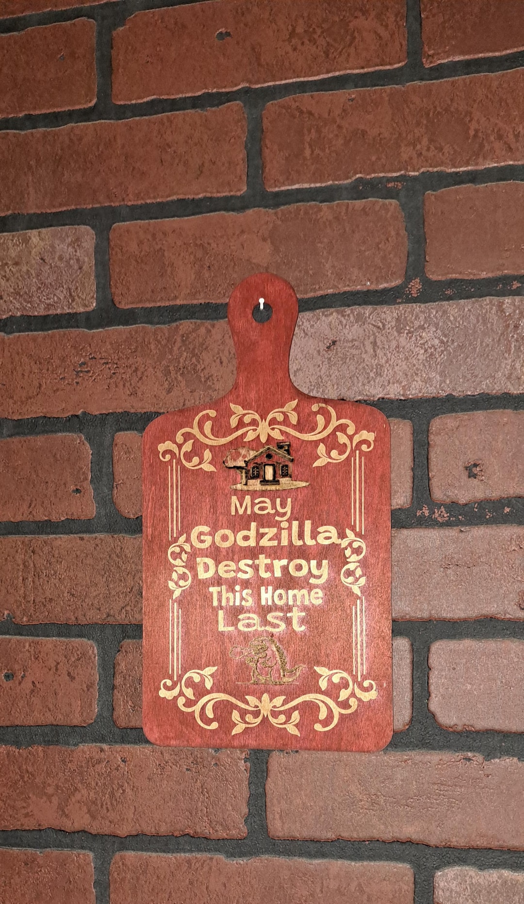 May Godzilla Destroy This Home Last – Rustic Kitchen Wall Decor ...