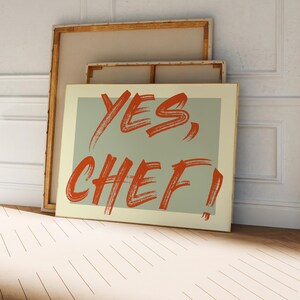 Yes Chef Horizontal Poster, Funny Kitchen Wall Art, Minimalist Mid ...