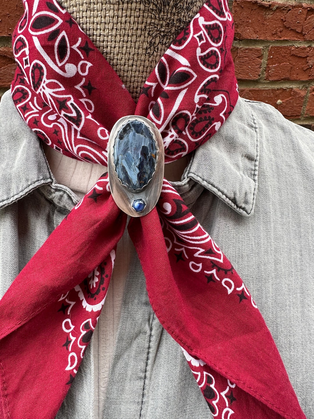 Bandana Slide Scarf Slide Pietersite Apatite Slide Artisan Bandana ...