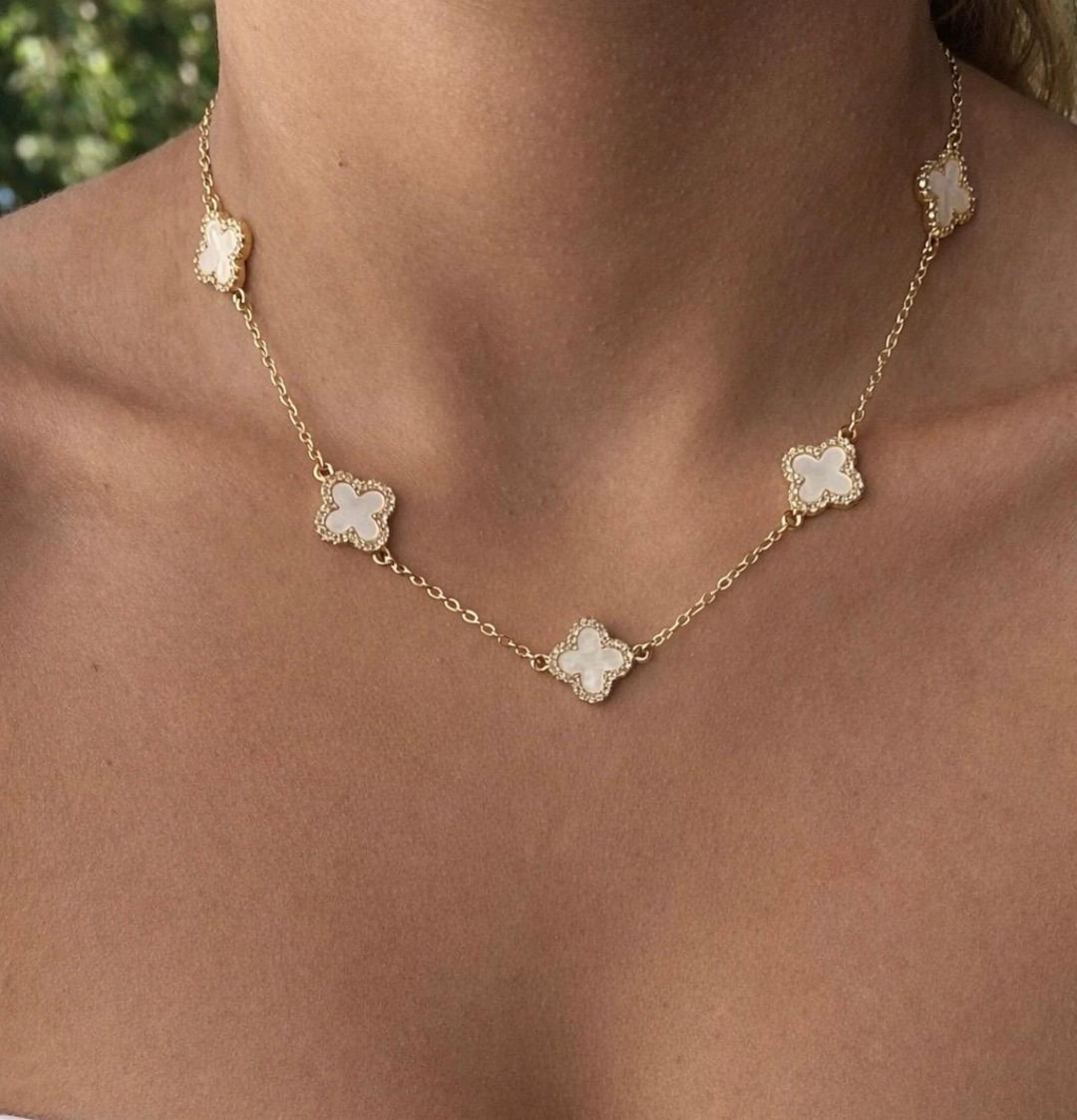 18k Filled Clover Necklace: Cubic Zirconia Pendant, Gift for Her, 5 ...