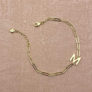 Gold Filled Initial Bracelet: Personalized Letter, Dainty Paperclip ...