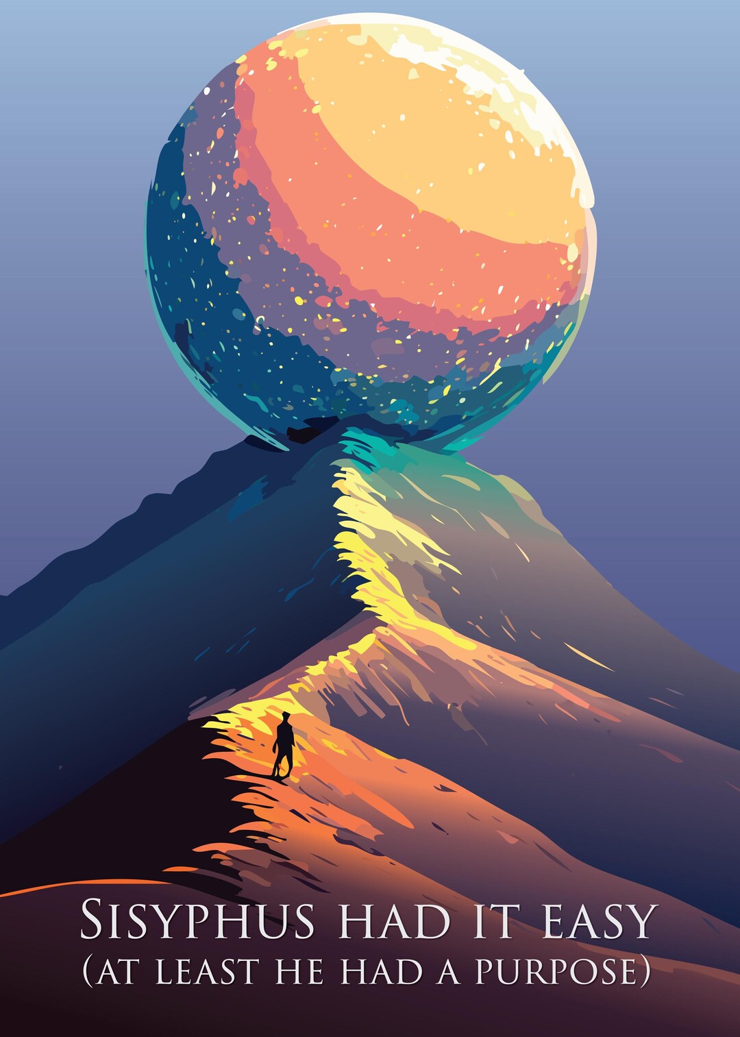 Sisyphus Had It Easy – Surreal Digital Art Print | Existential Wall ...