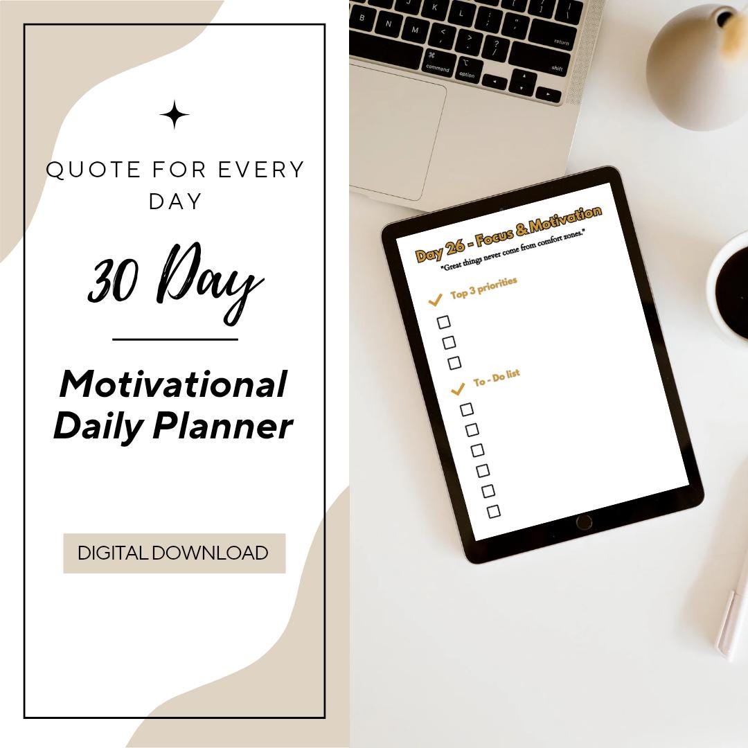 30-day Motivational Daily Planner | Printable to Do List | Productivity ...