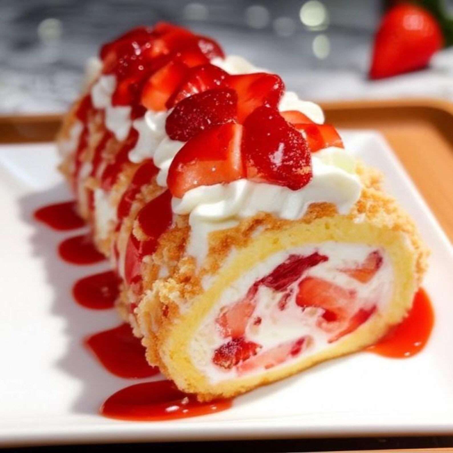 Homemade Strawberry Shortcake Cheesecake Roll Recipe Easy Dessert ...