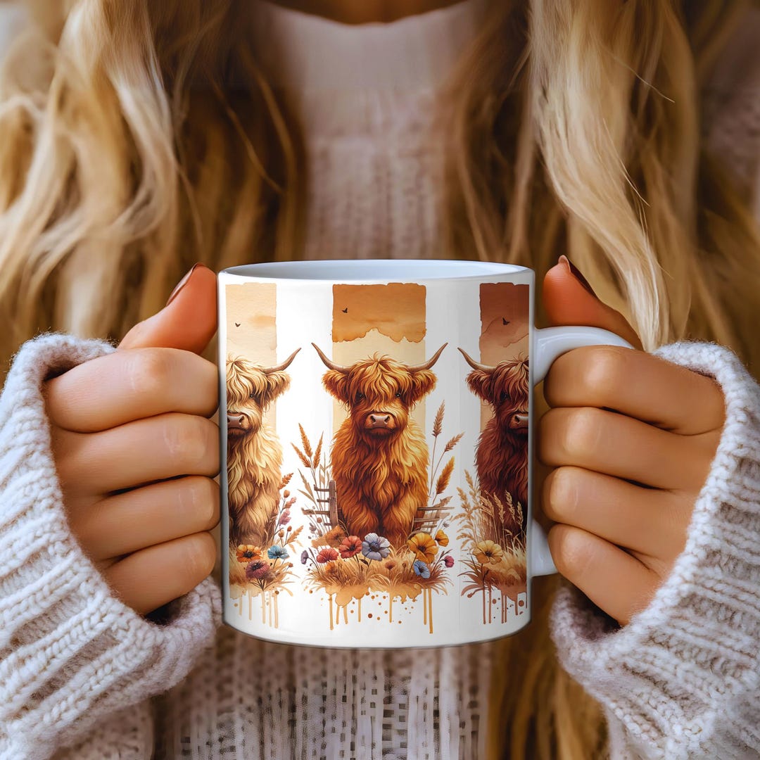 Rustic Highland Cow Coffee Mug - Cozy Kitchen Decor, Gift for Animal ...