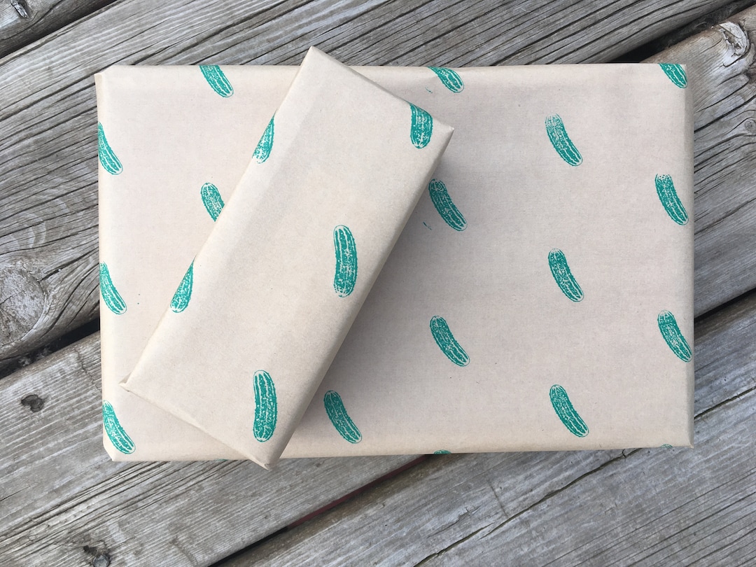Hand Stamped Pickle Wrapping Paper 1 Yard Unique Gift - Etsy