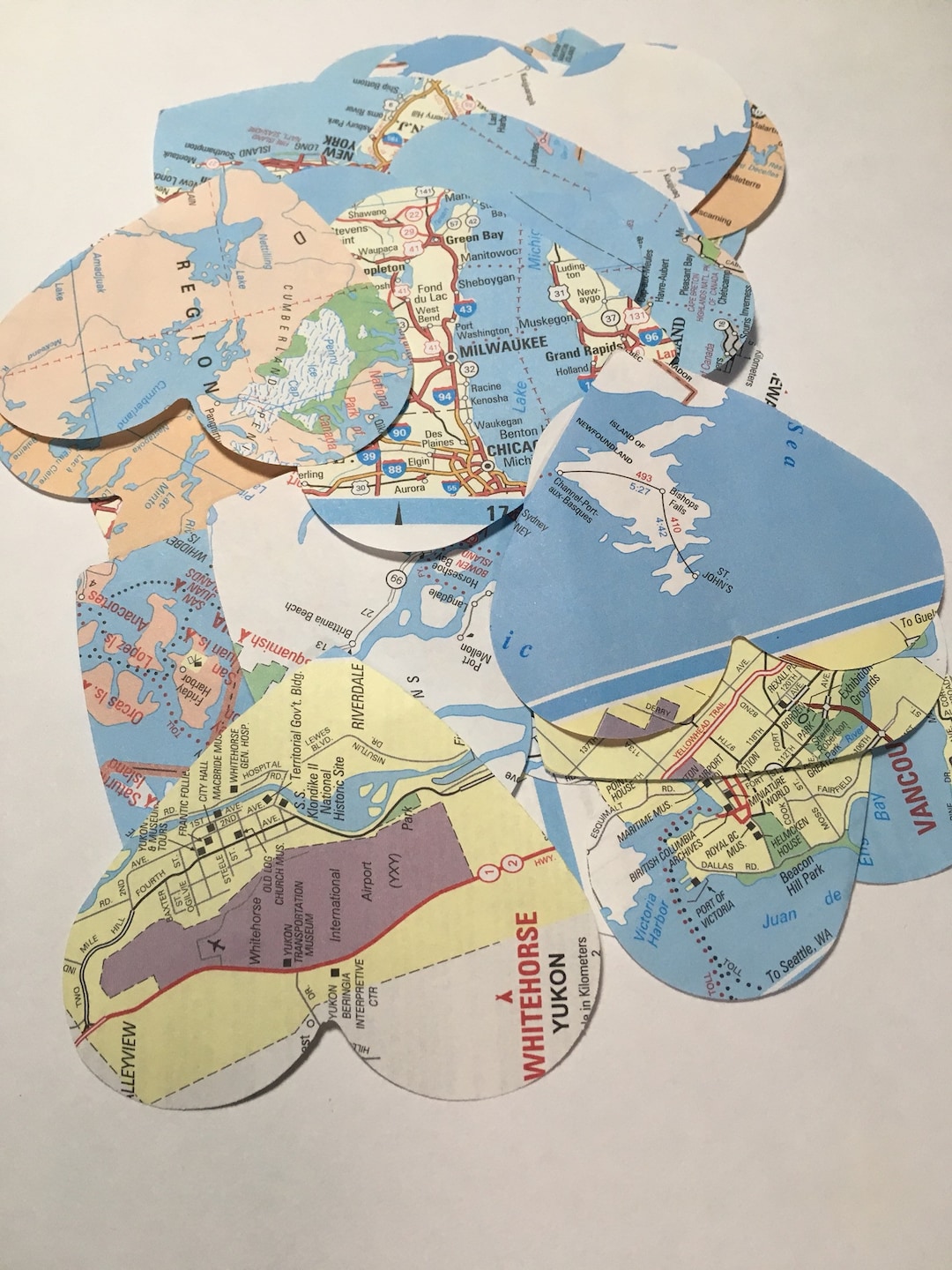 DESTASH Assorted Die Cut Map Hearts - Etsy