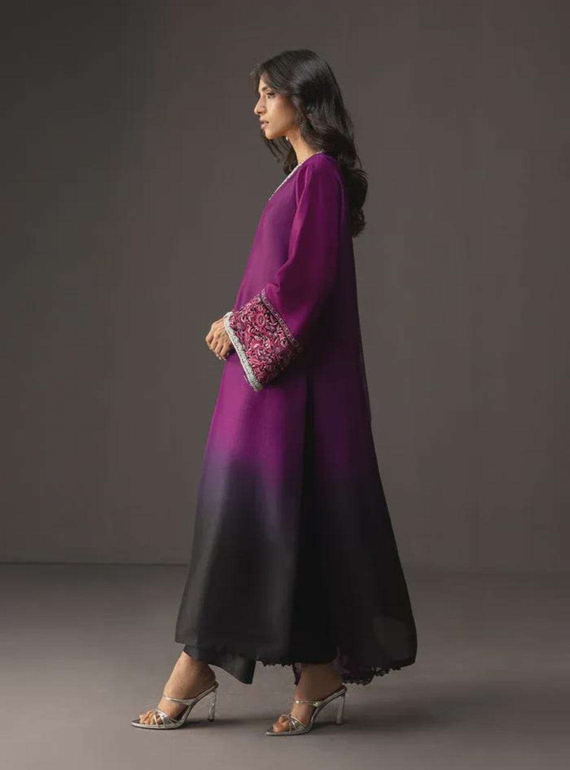 Printed Dual Tone Silk Shalwar Kameez Dress – Elegant Pakistani ...