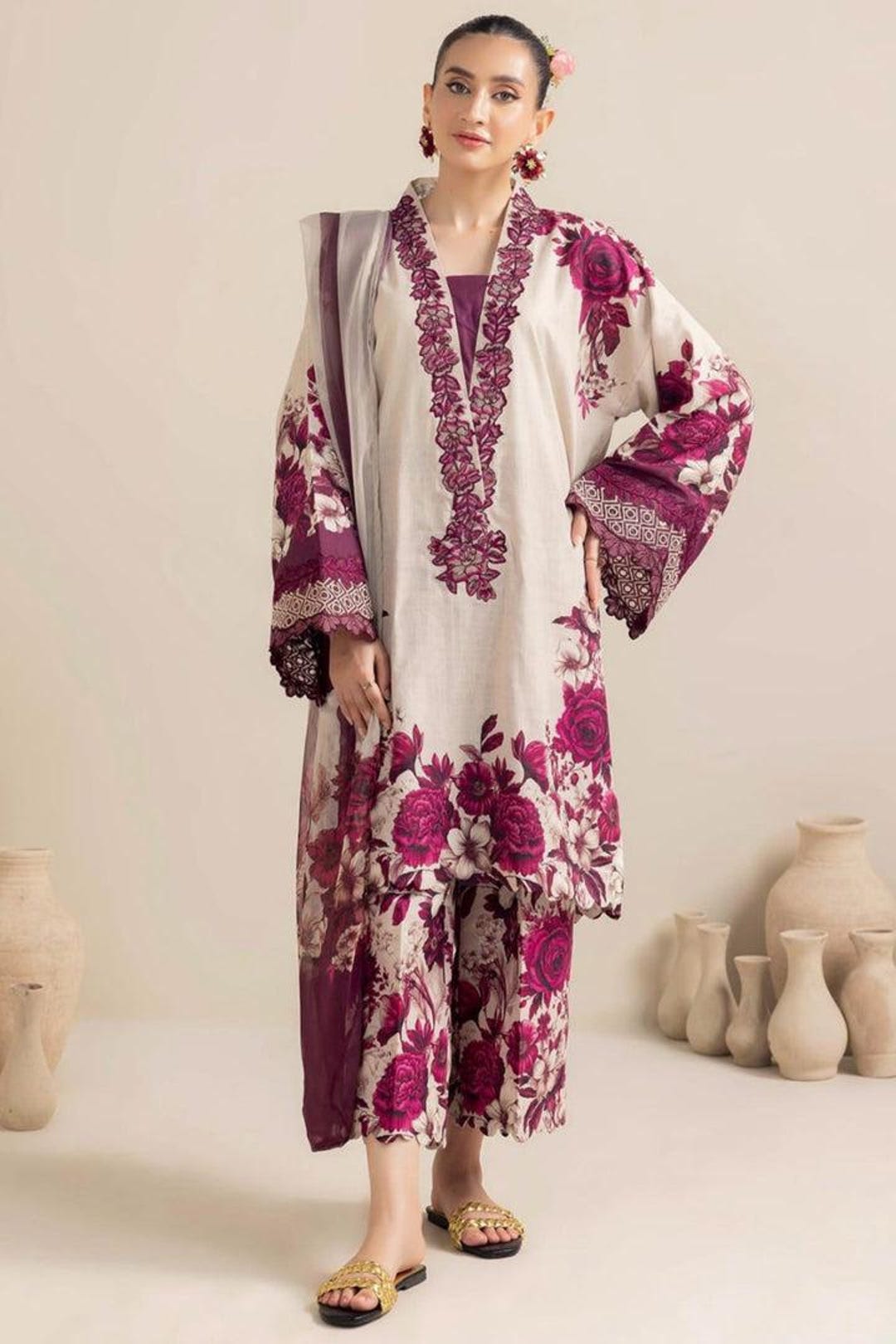 Deep Maroon Silk Shalwar Kameez Dress – Elegant Pakistani & Indian ...